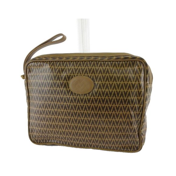 Valentino | Bags | Mario Valentino Clutch Bag Mv Mark Beige Pvc X ...